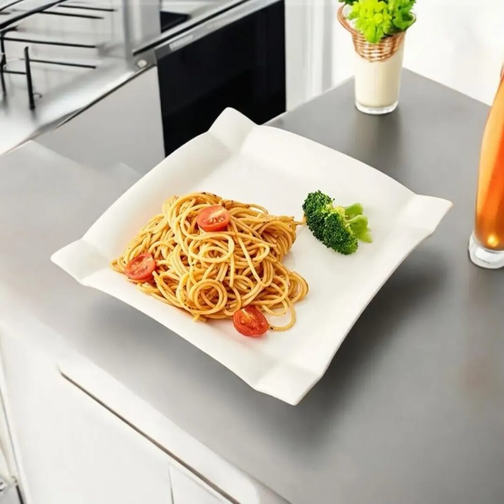Luxury White Square Dinner- plates - ZKG Homeware