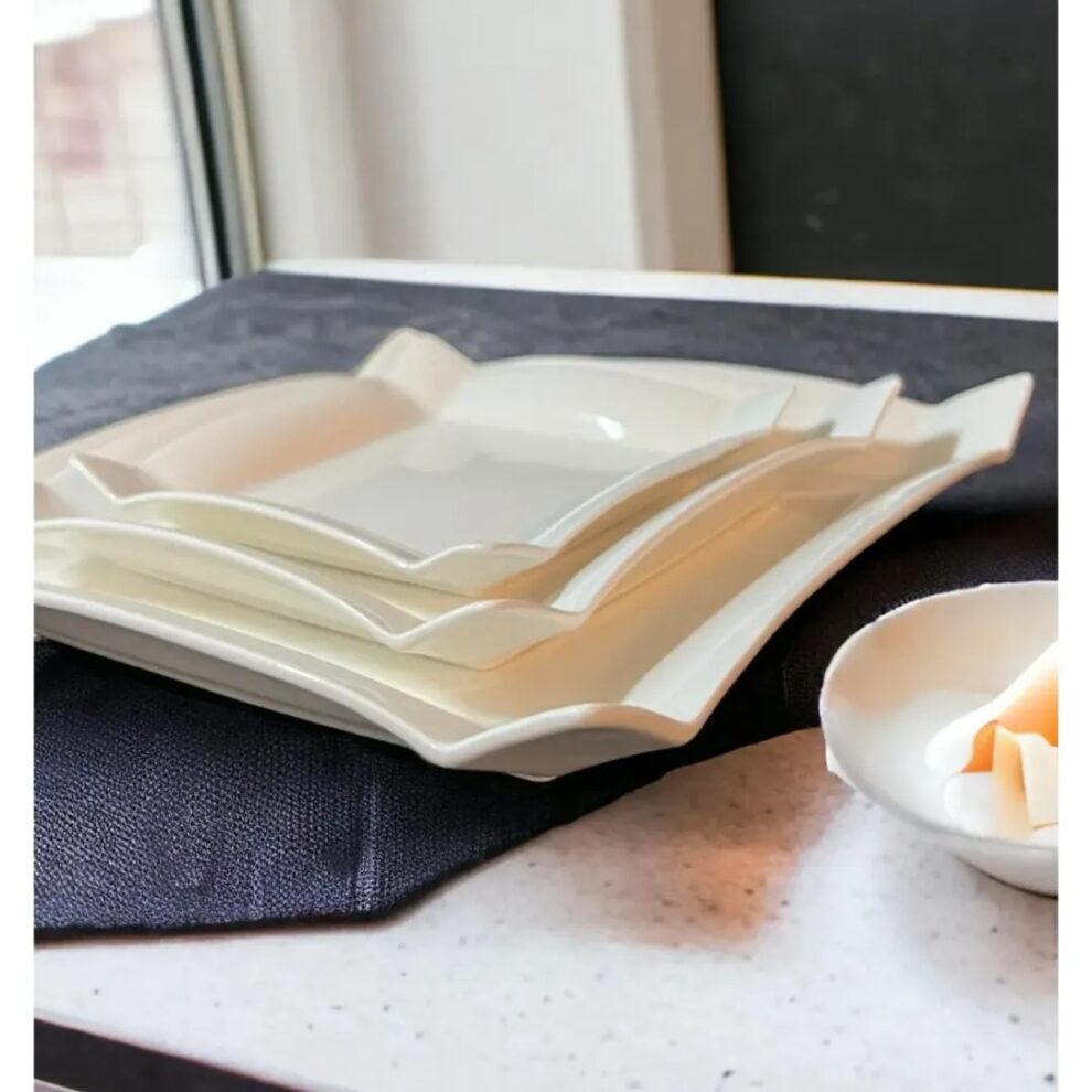 Luxury White Square Dinner- plates - ZKG Homeware